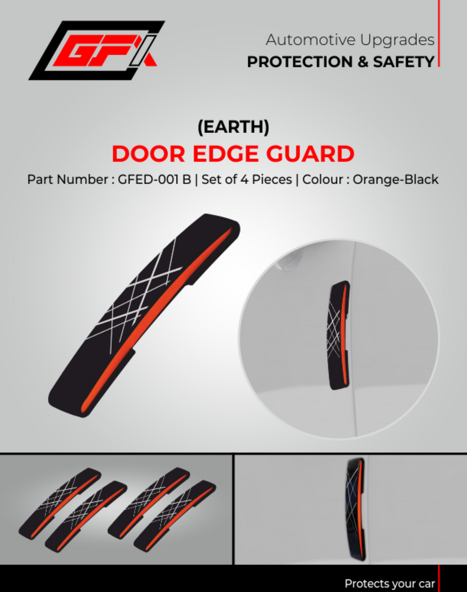 GFX Car Door Edge Guard Scratch Protector (4Pcs) Earth - Orange/Black ...