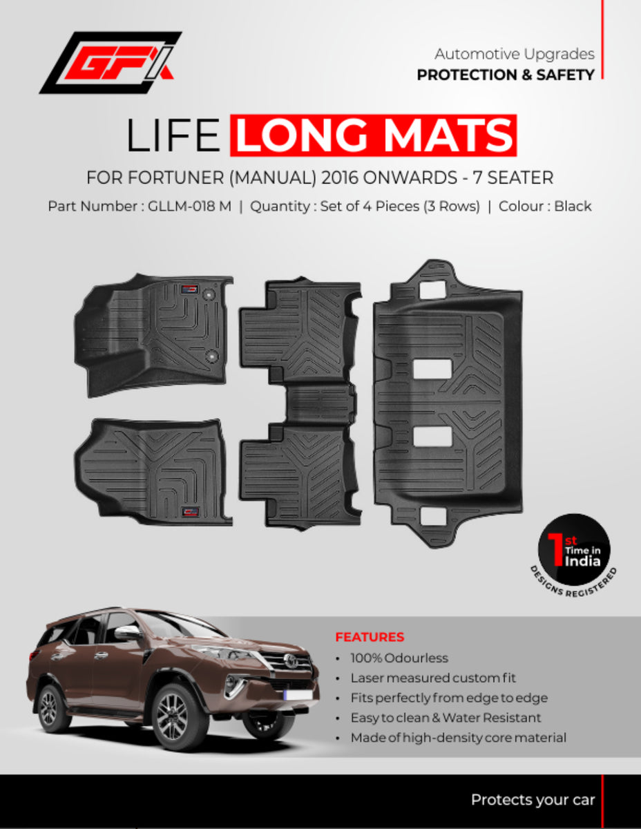 GFX Car Floor Premium Life Long Foot Mats Compatible with Toyota Fortu ...