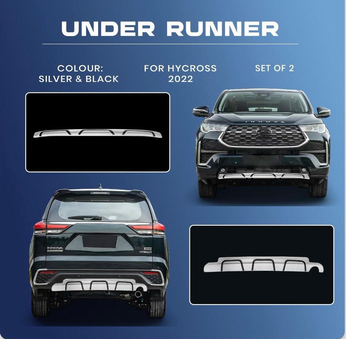 Front & Rear Under Run Kit Compatible With Toyota Innova Hycross - Set ...