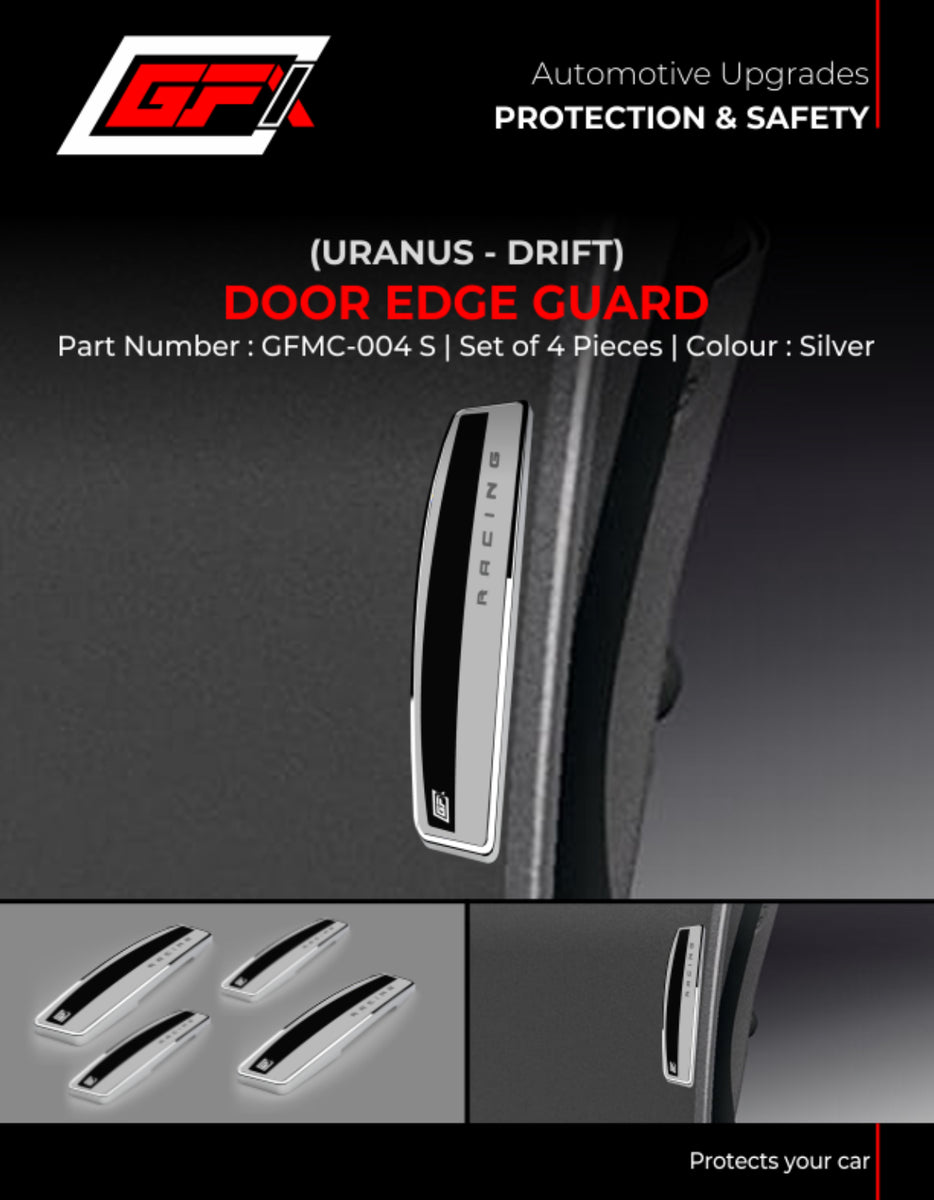 GFX Car Door Edge Guard Scratch Protector (4Pcs) (Uranus Drift-Silver ...