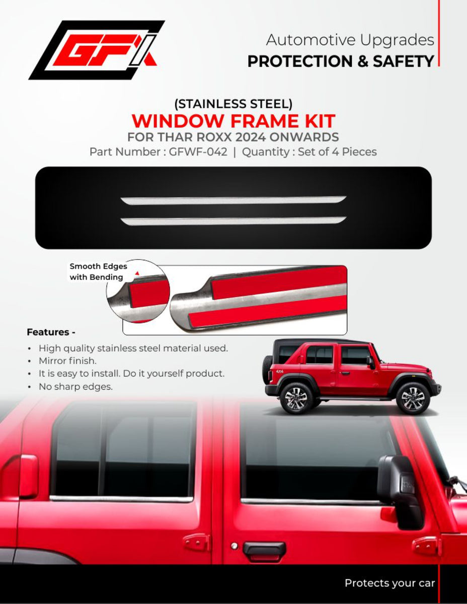 GFX Window Frame Kit Compatible With Mahindra Thar Roxx 2024 Onwards ...