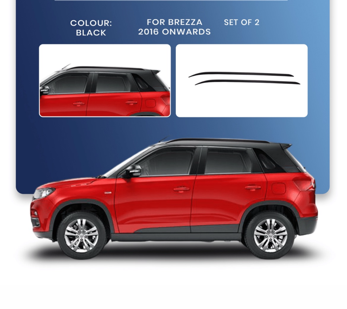 Silver & Black Roof Rails Compatible With Maruti Suzuki Brezza 2022 On ...