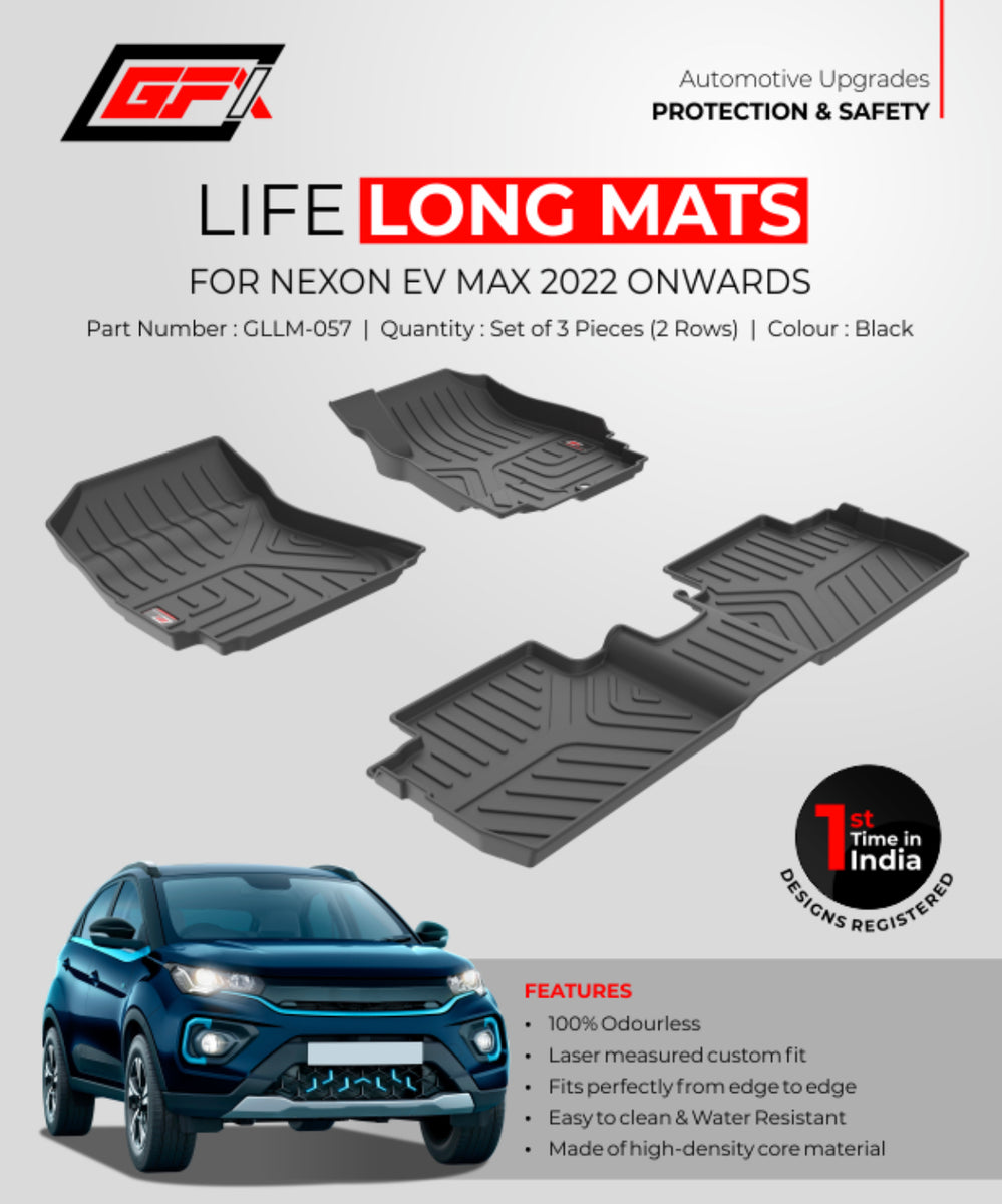 GFX Life Long Foot Mats Compatible with Tata Nexon EV Max 2022, Nexon ...